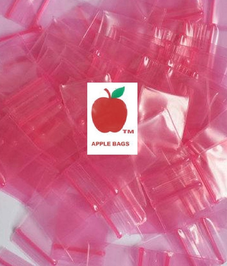 1000 Pack Apple Brand PINK 2mil ZIPLOCK BAGS 1,000 baggies resealable ...